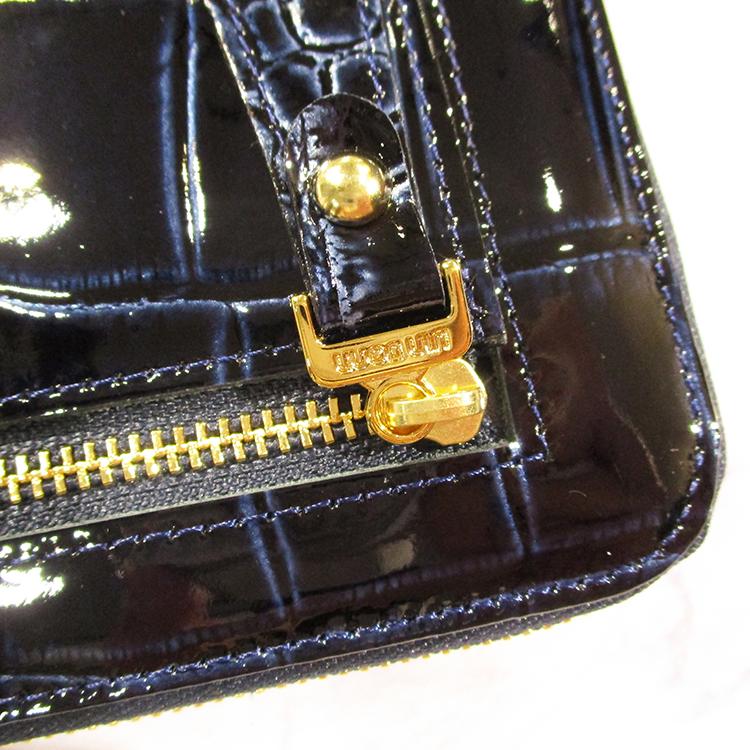 VIA DOAN ヴィア ドアン レザー 財布 牛革 本革 LUX CROCO ラックスクロコ 型押し L字ファスナー 長財布 スリム ロング ...