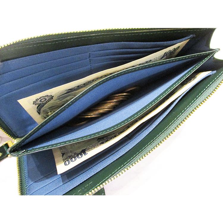 VIA DOAN ヴィア ドアン レザー 財布 牛革 本革 LUX CROCO ラックスクロコ 型押し L字ファスナー 長財布 スリム ロング ...