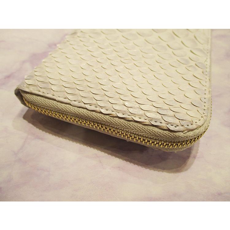 VIADOAN VIA DOAN ヴィア ドアン レザー 本革 Bran Python ブランパイソン ヘビ革 L字ファスナー 薄型 長財布 ロング ウォレット ホワイト 451 : 半田 ...