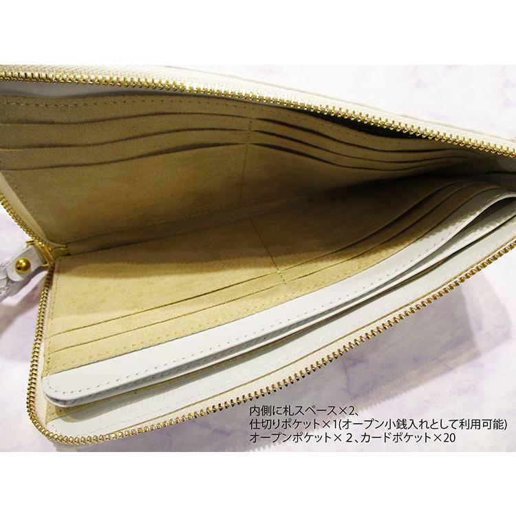 VIADOAN VIA DOAN ヴィア ドアン レザー 本革 Bran Python ブランパイソン ヘビ革 L字ファスナー 薄型 長財布 ロング ウォレット ホワイト 451 : 半田 ...