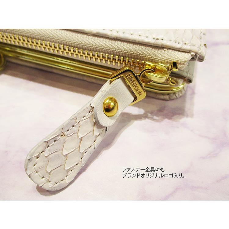 VIADOAN VIA DOAN ヴィア ドアン レザー 本革 Bran Python ブランパイソン ヘビ革 L字ファスナー がま口 長財布 ロング ウォレット ホワイト 452 : 半田 ...