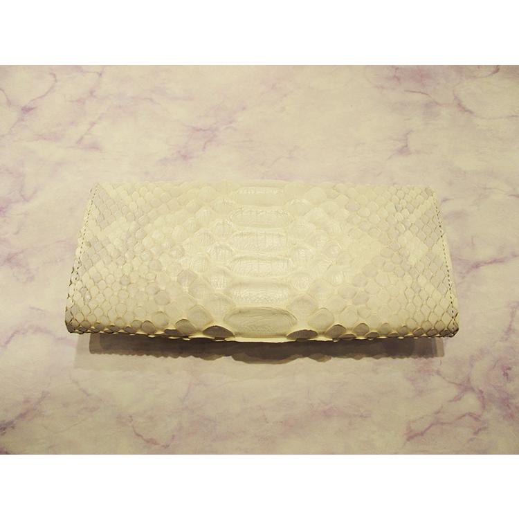 VIA DOAN ヴィア ドアン レザー 本革 Bran Python ブランパイソン ヘビ革 フラップ かぶせ スナップ式 ギャルソン型小銭入れ 長財布 ホワイト 457 : viadoan ...