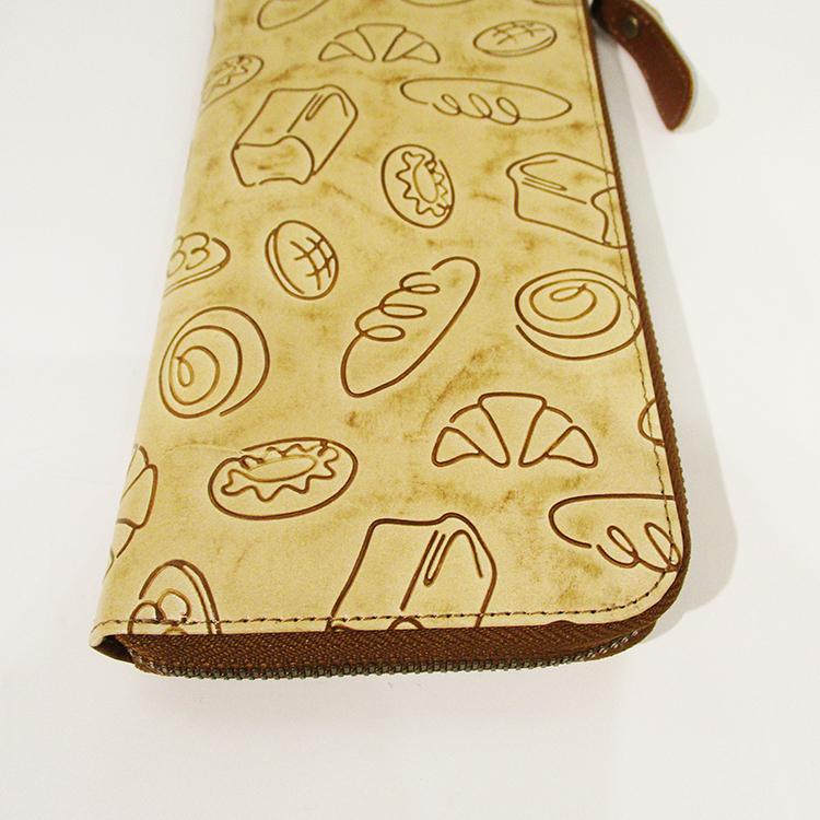 VIA DOAN ヴィア ドアン レザー 牛革 本革 ベーカリー ステーショナリー 型押し L字型 ファスナー 長財布 スリム ロング ...