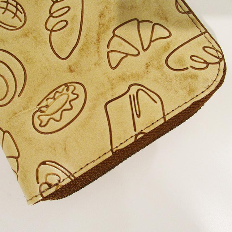 VIA DOAN ヴィア ドアン レザー 牛革 本革 ベーカリー ステーショナリー 型押し L字型 ファスナー 長財布 スリム ロング ...