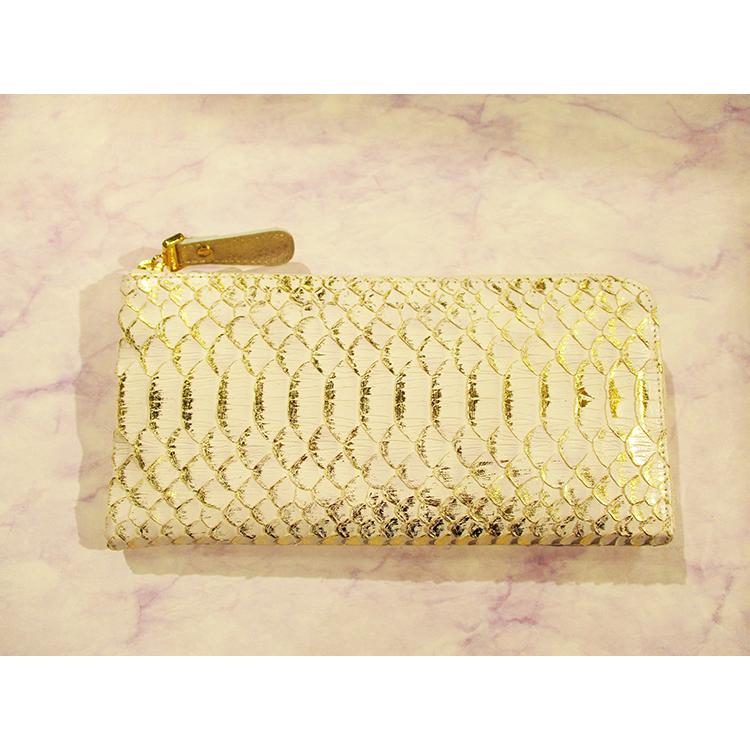 VIADOAN VIA DOAN ヴィア ドアン レザー Doree ドーレ ダイヤモンド パイソン ヘビ革 蛇革 本革 メタリック 箔 L字 ...