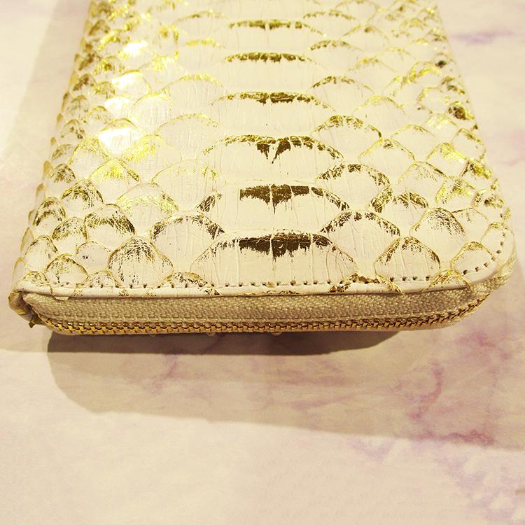 VIADOAN VIA DOAN ヴィア ドアン レザー Doree ドーレ ダイヤモンド パイソン ヘビ革 蛇革 本革 メタリック 箔 L字 ...