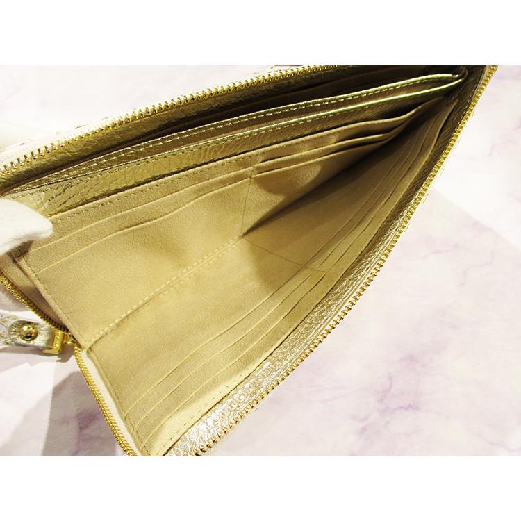 VIADOAN VIA DOAN ヴィア ドアン レザー Doree ドーレ ダイヤモンド パイソン ヘビ革 蛇革 本革 メタリック 箔 L字 ...