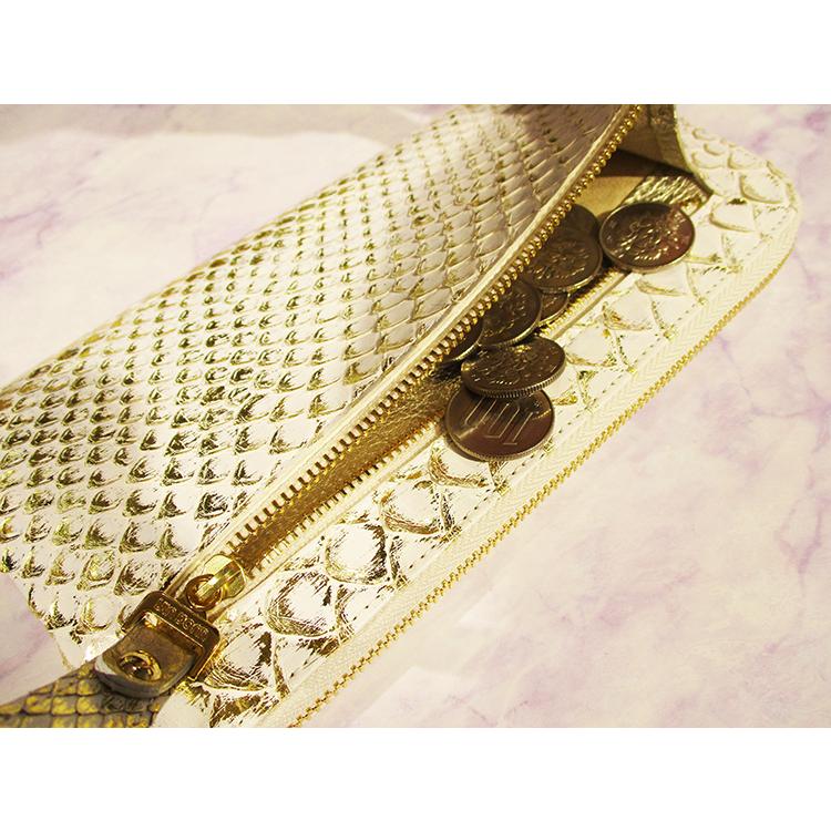 VIADOAN VIA DOAN ヴィア ドアン レザー Doree ドーレ ダイヤモンド パイソン ヘビ革 蛇革 本革 メタリック 箔 L字 ...