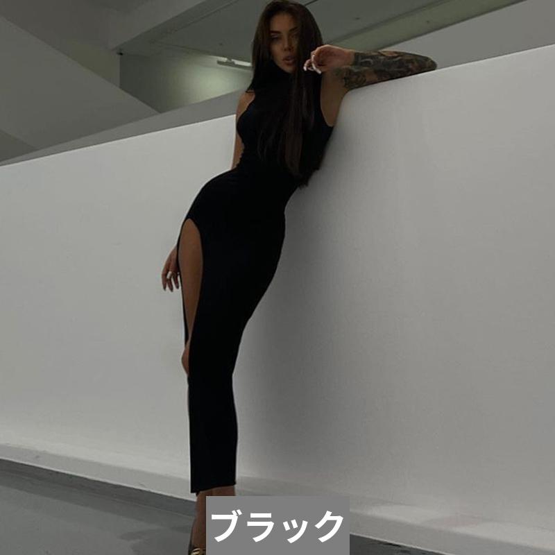 ドレス ノースリーブ セクシー スリット レディース : trip6six - 通販 - Yahoo!ショッピング