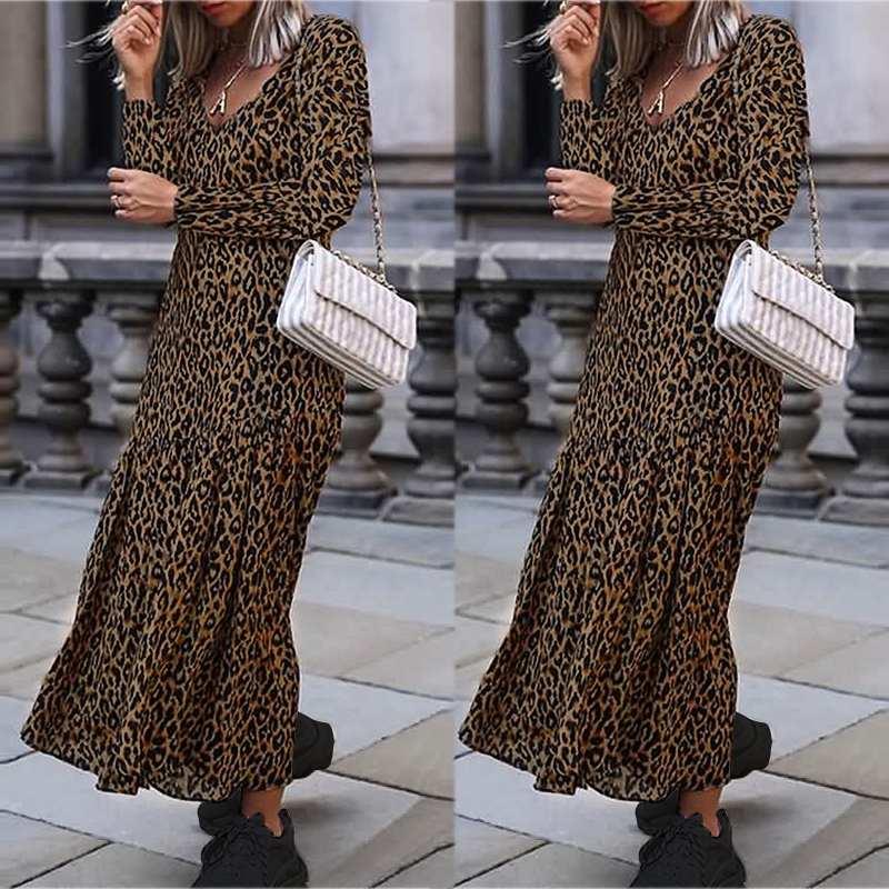 ドレス ボヘミア サン レオパード カジュアル ラッフル おしゃれ かわいい セクシー 大人 : trip6six - 通販 - Yahoo!ショッピング