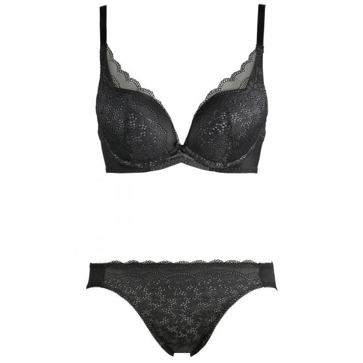 (アモスタイル)AMOSTYLE デイジーレース 夢みるブラDeep V ブラ＆ショーツセット(A,B,C,Dカップ) AMST1150 WHU2 + Hikini :10188827-E ...