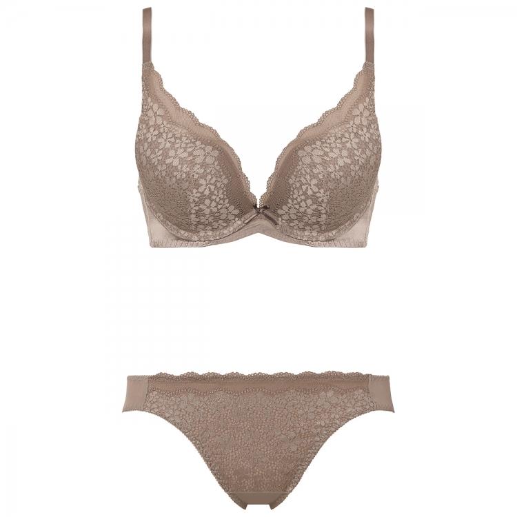 (アモスタイル)AMOSTYLE デイジーレース 夢みるブラDeep V ブラ＆ショーツセット(A,B,C,Dカップ) AMST1150 WHU2 + Hikini :10188827-E ...