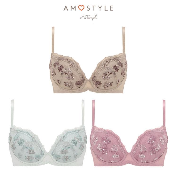 (アモスタイル)AMOSTYLE デイリーAMOSTYLE 3/4カップブラ ブラ＆ショーツセット（ロマンティック ブーケ）(B,C,Dカップ) AMST501 WHU + Mini JX ...