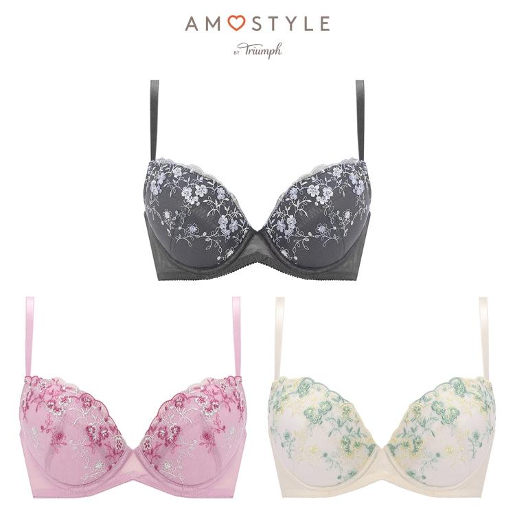 (アモスタイル)AMOSTYLE デイリーAMOSTYLE 3/4カップブラ＆ショーツセット(ウォータリング フラワー)(B,C,Dカップ) AMST509 WHU + Mini JX ...