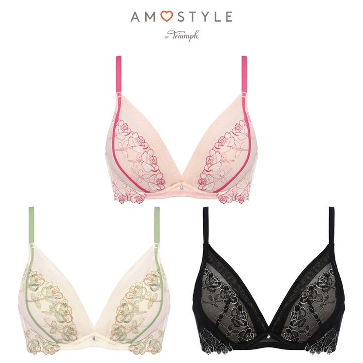 AMOSTYLE (アモスタイル)AMOSTYLE チャーミングラマー(R) スリムライン DeepV ブラジャー ハンサムローズ(B,C,Dカップ) AMST1467 WHU JX ...