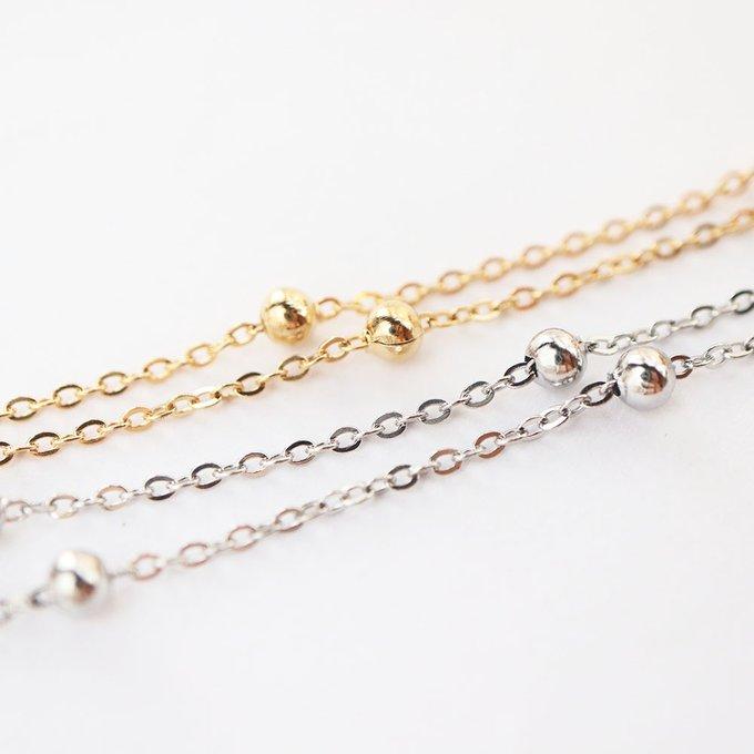 316L サージカルステンレス 3mm サテライト 1.3mm 平あずき チェーン 切り売り 50cm : Trois anges - 通販 - Yahoo!ショッピング