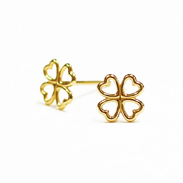 ピアス 18K クローバーピアス イエローゴールド 金属アレルギー ピアス 18K クローバーピアス イエローゴールド 金属アレルギー