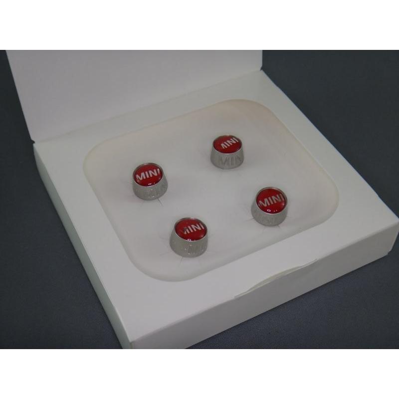 MINI ミニ・ワードマーク・ロゴ・エアーバルブ・キャップ・シルバー・アルミニウム製(4個セット) ミニ 純正 部品 : オート・パーツ・ト ...