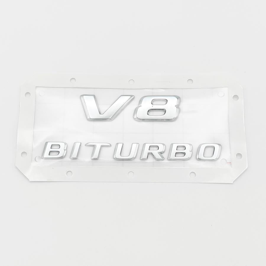 Mercedes-Benz Mercedes-AMG 純正 部品 V8 BITURBO エンブレム・シルバー/1個 (通常左右2個必要 ...