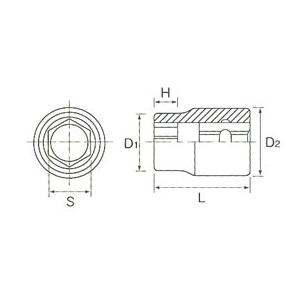 KTC工具 9.5sq.セミディープソケット 六角 B3M-16、16W :B3M-16:買援隊 PayPayモール店 - 通販 - Yahoo!ショッピング