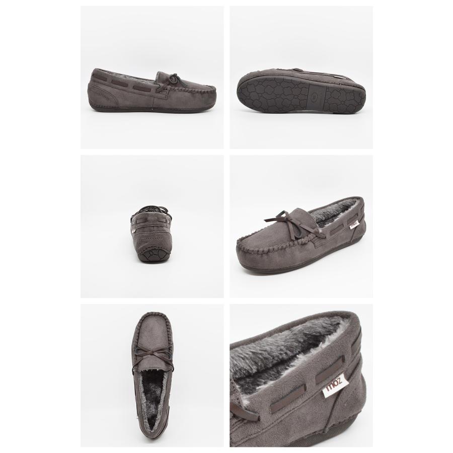 moz モズ MOZ モカシン レディース MZ-16225 BL GY OAK 裏起毛 室内履き可 フラットシューズ ドライビングシューズ : つるや 靴のTSURUYA - 通販 ...