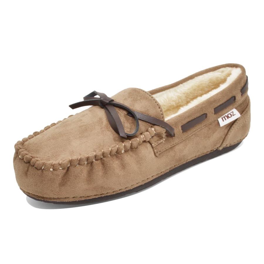 moz モズ MOZ モカシン レディース MZ-16225 BL GY OAK 裏起毛 室内履き可 フラットシューズ ドライビングシューズ : つるや 靴のTSURUYA - 通販 ...