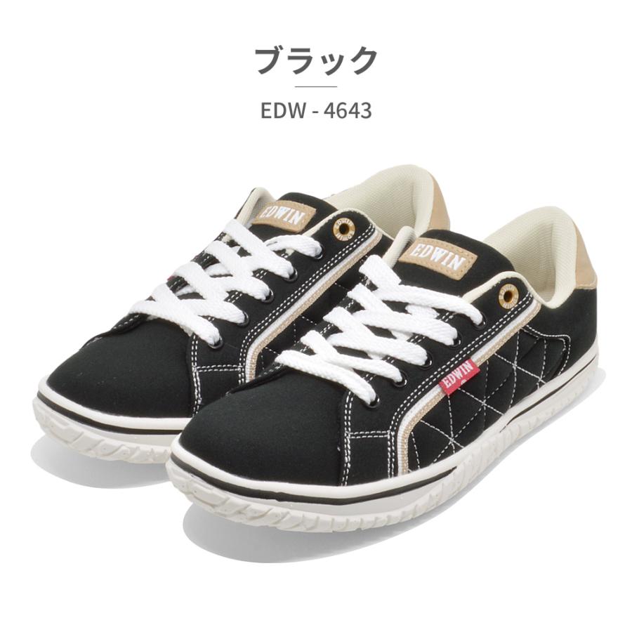 EDWIN スニーカー レディース キルティング レースアップ EDW-4643 エドウィン 軽量 レトロ クラシック カジュアル 防滑 : つるや 靴のTSURUYA - 通販 ...