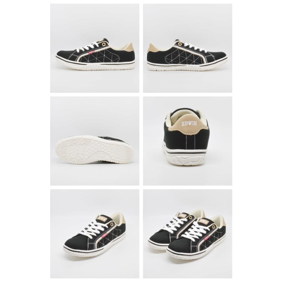EDWIN スニーカー レディース キルティング レースアップ EDW-4643 エドウィン 軽量 レトロ クラシック カジュアル 防滑 : つるや 靴のTSURUYA - 通販 ...