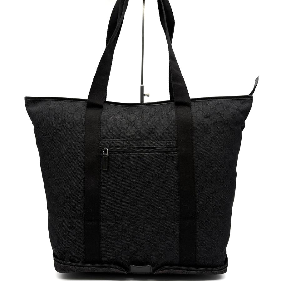グッチ GUCCI GGキャンバス パッカブル トートバッグ 折りたたみ 肩掛け ブラック キャンバス レザー 夏休み ボーナス お盆 帰省 ...
