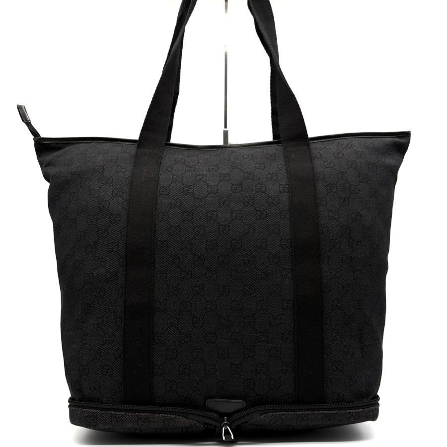グッチ GUCCI GGキャンバス パッカブル トートバッグ 折りたたみ 肩掛け ブラック キャンバス レザー 夏休み ボーナス お盆 帰省 ...