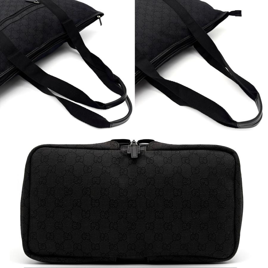 グッチ GUCCI GGキャンバス パッカブル トートバッグ 折りたたみ 肩掛け ブラック キャンバス レザー 夏休み ボーナス お盆 帰省 ...