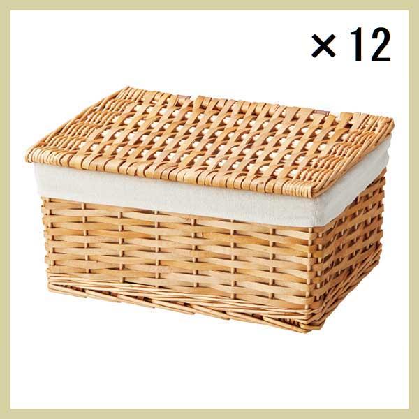 ちどり産業 ＜12個セット＞『煮柳・ポプラ』蓋・布付き四角タイプ収納ケース「39×28×19cm」（カラーボックス対応）／ナチュラル mts ...