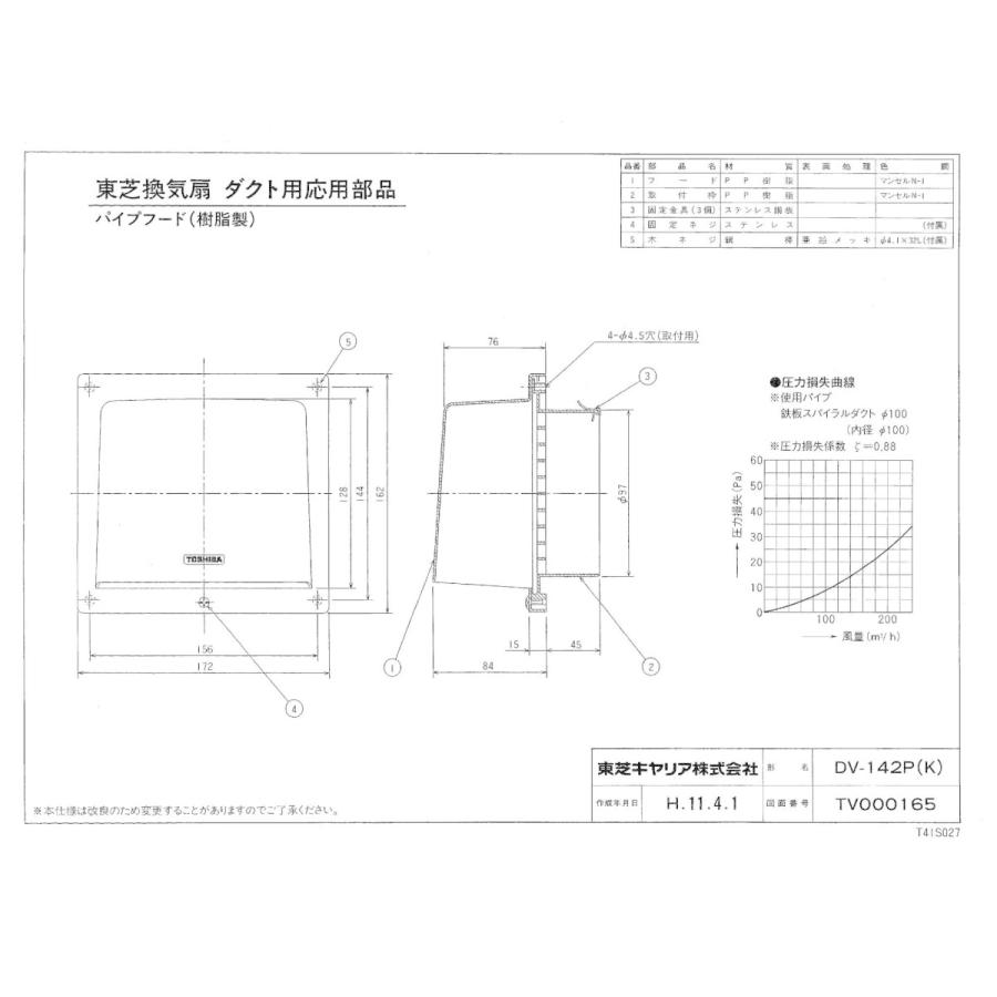TOSHIBA DV-142P(K) 日本キヤリア 換気扇用システム部材 長形パイプフード (プチフード) 樹脂製＜ガラリ付＞ ブラックシリーズ φ100用 : タカラShop Yahoo!店 ...