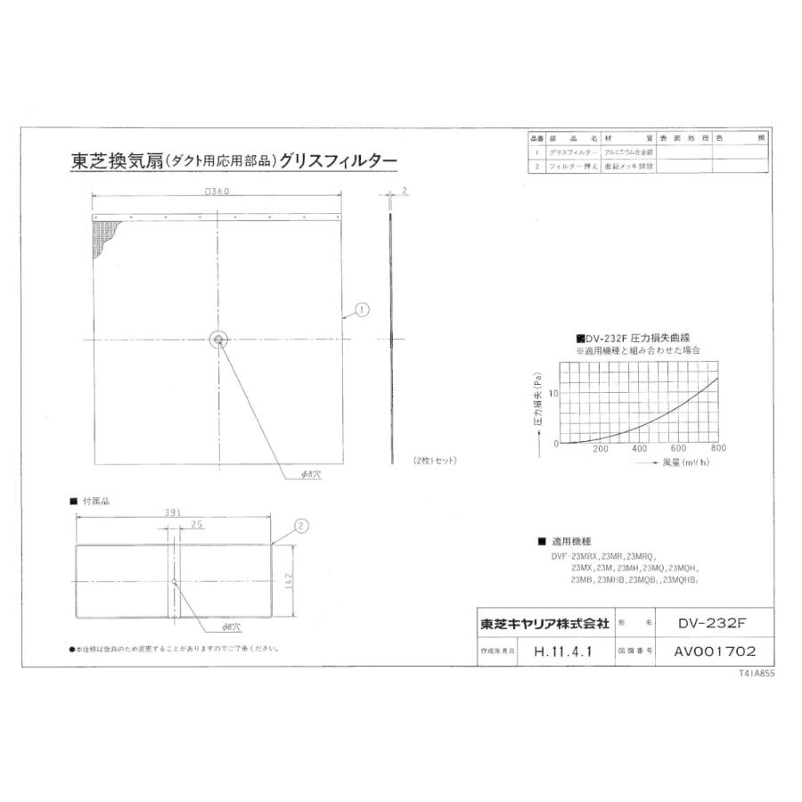 TOSHIBA（東芝） DV-232F 日本キヤリア 換気扇用システム部材 グリスフィルター : タカラShop Yahoo!店 - 通販 ...
