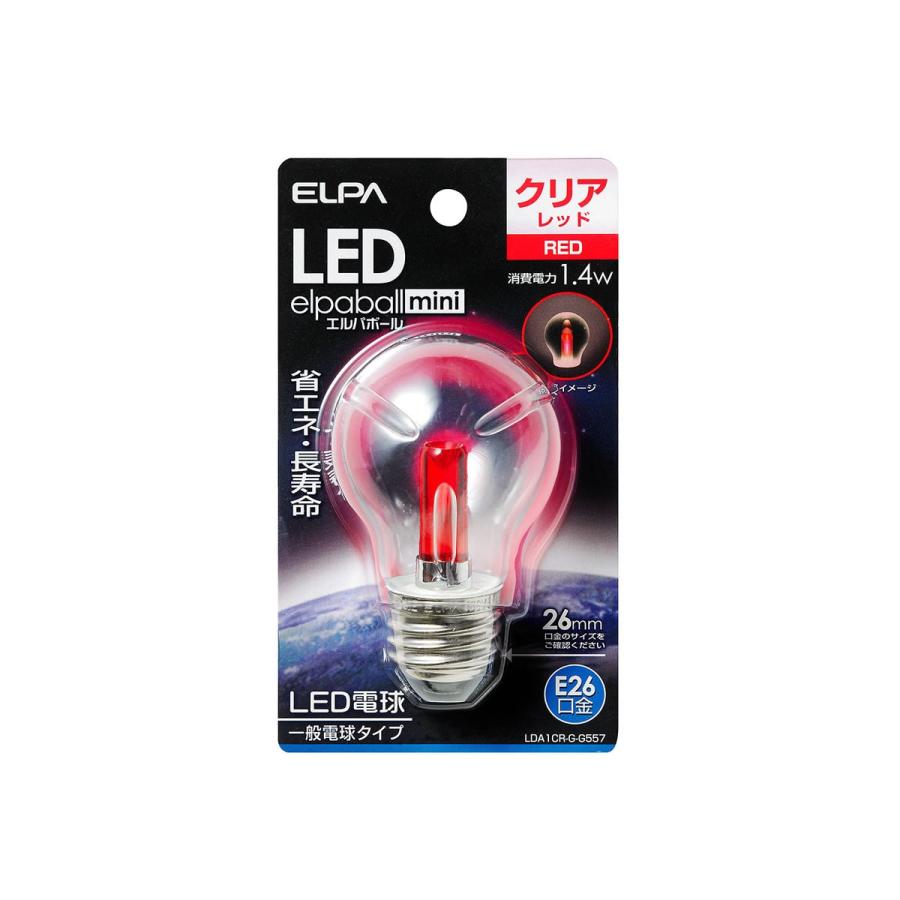 ELPA 朝日電器 LED電球 エルパボールmini 装飾電球PS形 1.4W 赤色 E26 LDA1CR-G-G557 : タカラShop Yahoo!店 - 通販 - Yahoo!ショッピング