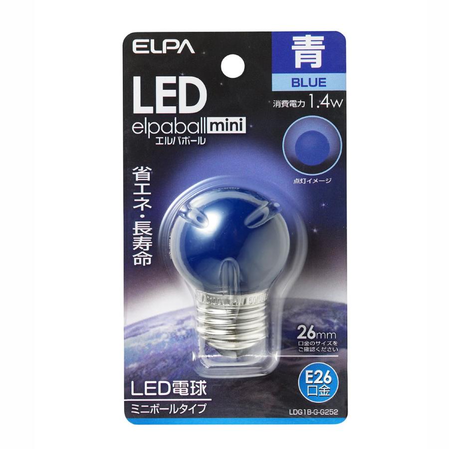 ELPA 朝日電器 LED電球 エルパボールmini 装飾電球ミニボール球タイプG40形 1.4W 青色 E26 LDG1B-G-G252 : タカラShop Yahoo!店 - 通販 ...