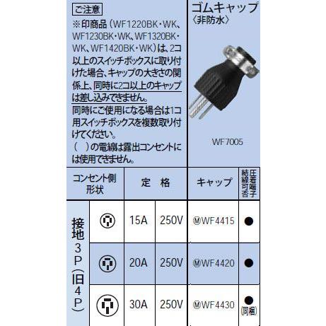 Panasonic WF4430 ゴムキャップ＜非防水＞ 接地3P(旧4P) 30A 250V 電設資材 設備工事用配線器具 : タカラShop Yahoo!店 - 通販 - Yahoo!ショッピング