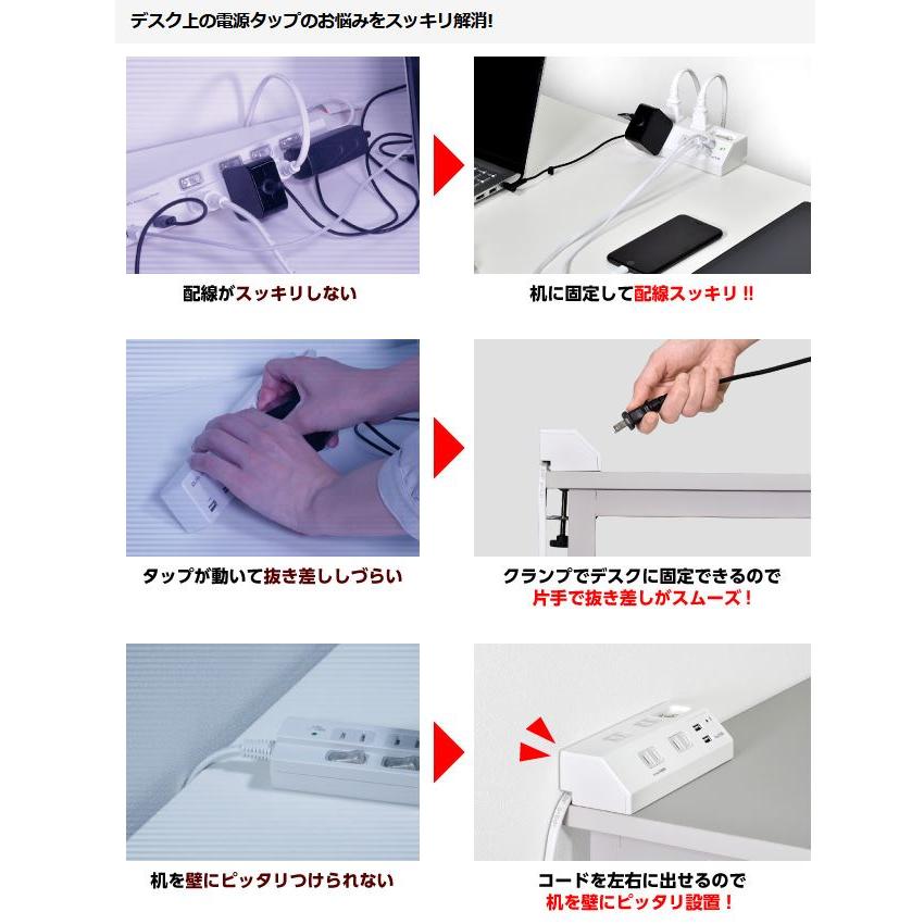 WLS-DS4232SUA(W) 集中スイッチ付デスクUSBタップ TypeA：2ポート、コンセント4個口 雷ガード、集中スイッチ付 ELPA 朝日電器 電設資材 配線機器 : タカラShop ...