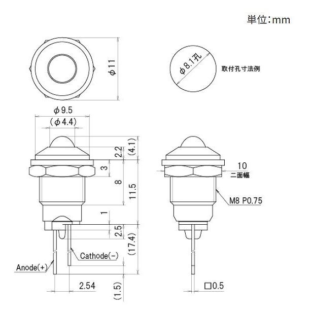 表示灯 LEDブラケット 緑 サトーパーツ DB-1-F-BG : 津パーツ店 - 通販 - Yahoo!ショッピング