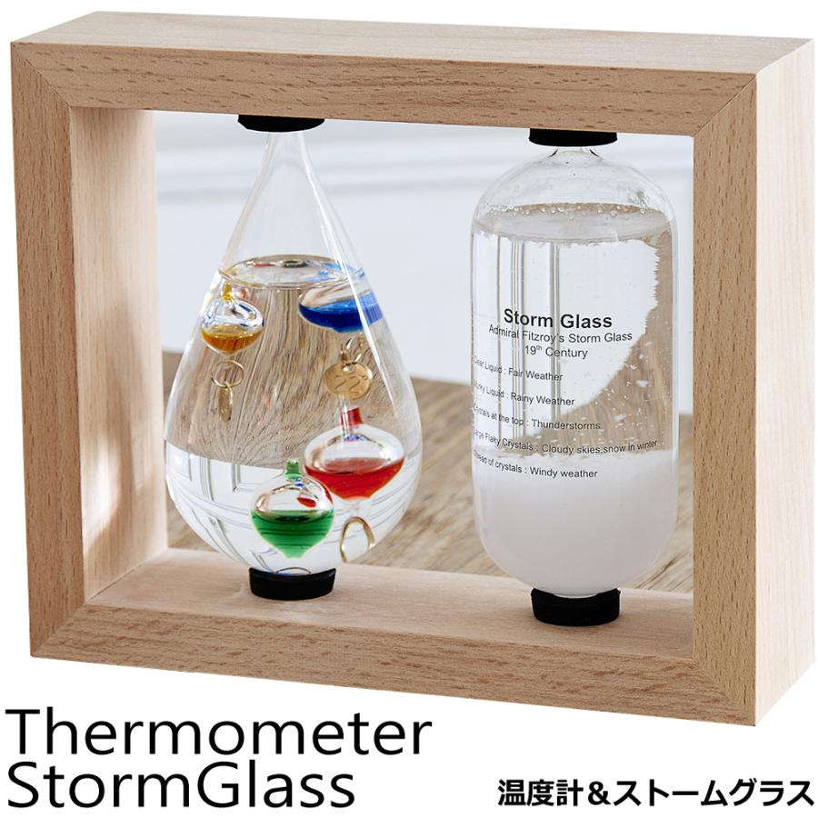 温度計 浮き沈み ガリレオ ガラス 液体 球体 ガラスフロート ストームグラス 室温 気温 木枠 卓上 おしゃれ インテリア サイエンス 飾り W17.6×D6×H14.5cm : 通販タウン ...