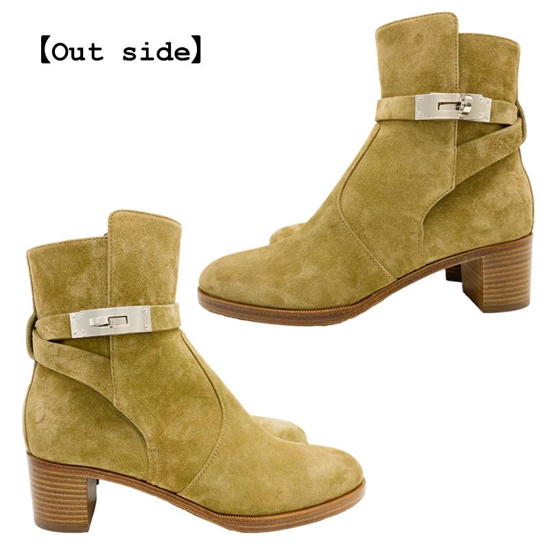 Kelly 大幅値下げ！★美品_未使用品★ HERMES エルメス ケリーバックルショートブーツ レディース サイズ36 ベージュ【辻屋質店 ...