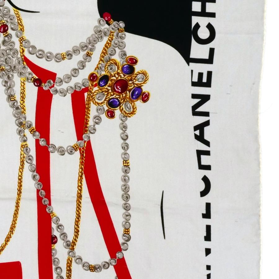 ★同梱不可★CHANEL シャネル シルクスカーフ ココ マドモワゼル柄 ブラック×ホワイト 中古B【辻屋質店A3054】 : a3054 ...