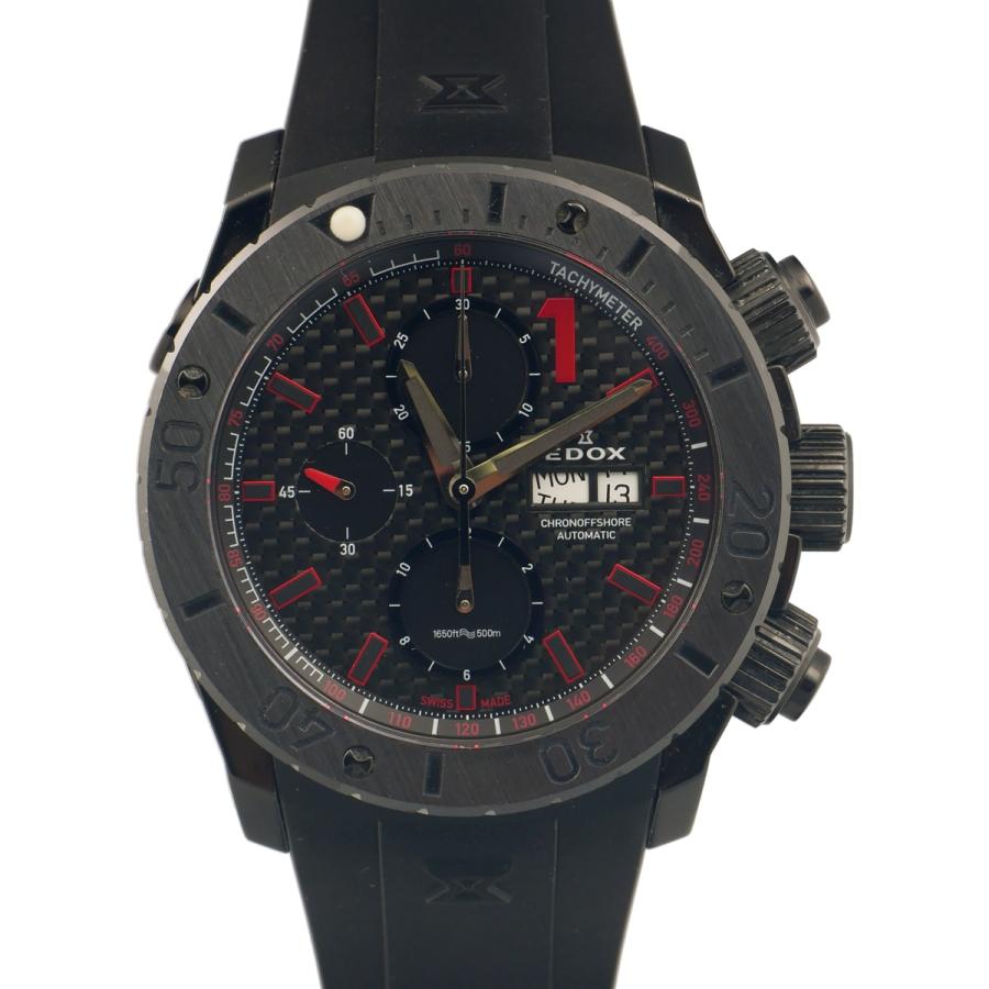 クロノオフショア-1 中古AB EDOX エドックス クロノオフショア 01114-37N-NRO メンズウォッチ ブラックカーボン文字盤 ...
