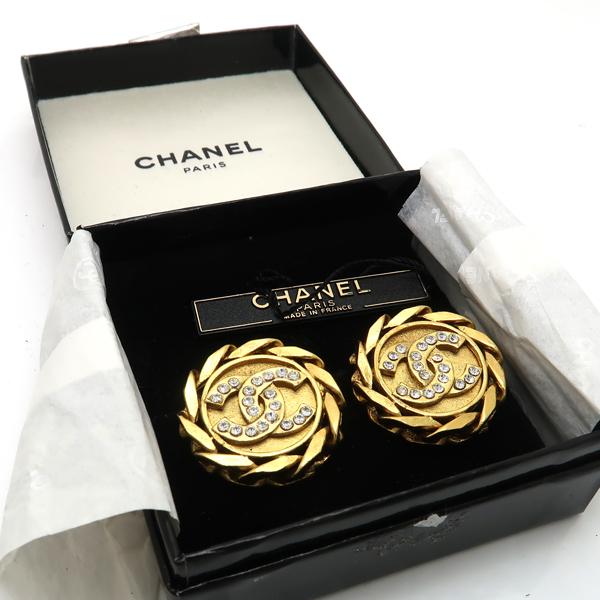 CHANEL イヤリング ヴィンテージ GP ラインストーン ココマーク CHANEL イヤリング ヴィンテージ GP ラインストーン ココマーク
