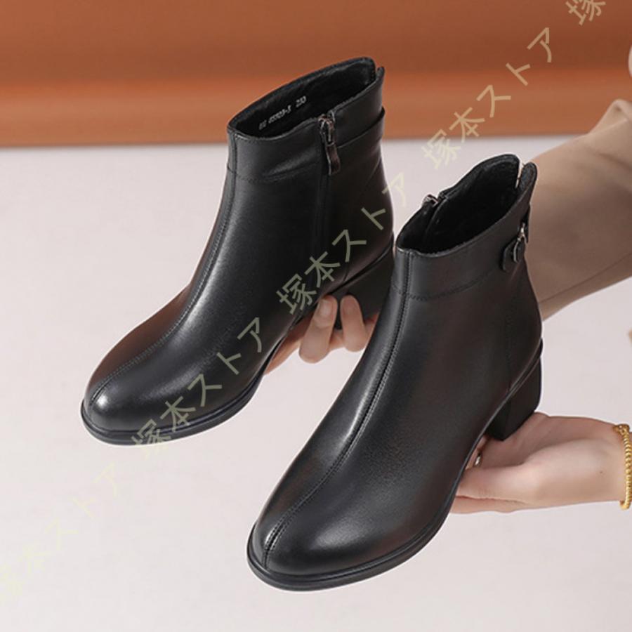 レディース ブーティー 本革 ブーティ ショートブーツ スクエアトゥ