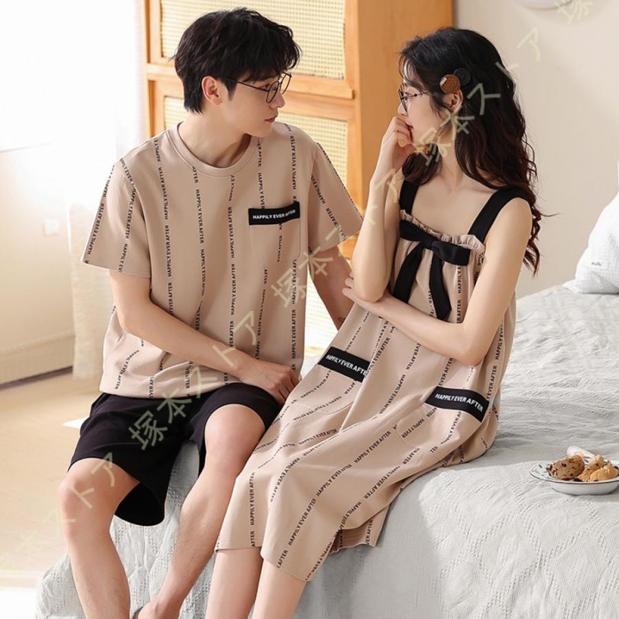 パジャマ 半袖 綿 メンズ レディース ネグリジェ ペアルック 男女セット ルームウェア ルームワンピース セクシー 部屋着 上下セット : 塚本ストア - 通販 - Yahoo!ショッピング