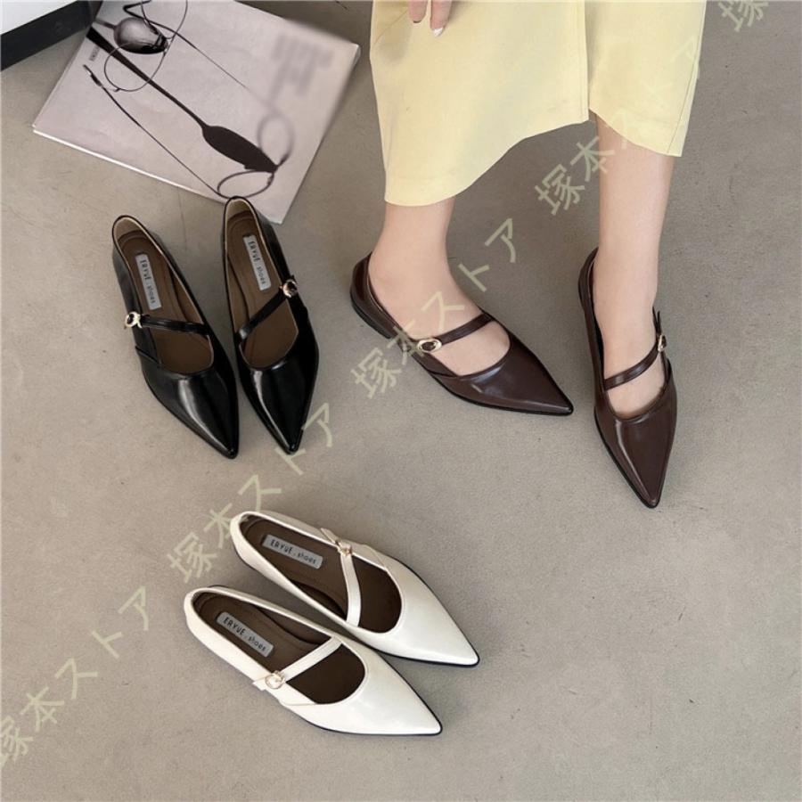 ポインテッドトゥ パンプス フラット 歩きやすい ローヒール フラットシューズ レディース 痛くないパンプス ストラップ ぺたんこ 美脚 フラットパンプス :w6B-4er-F3F686:塚本 ...