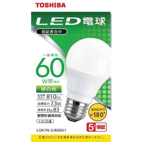 東芝 LDA7N-G／K60V1 LED電球 60W 昼白色 E26 : ツクモYahoo!店 - 通販 - Yahoo!ショッピング
