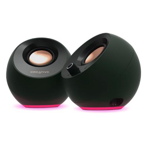 Creative Pebble Pro [SP-PBLPRO-GR] 有線USB/有線アナログ/Bluetooth対応 ステレオスピーカー RGBライティング対応 グリーン : ツクモ ...
