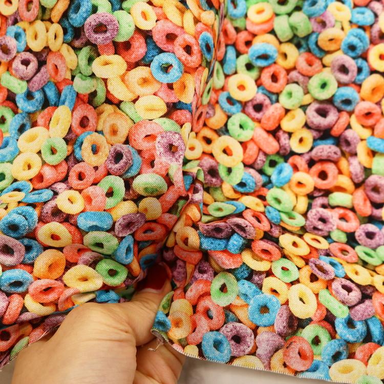 生地 輸入生地 USAプリント カラフルシリアル お菓子柄 Treasures タイムレストレジャー STELLA ステラ 巾約110cm 最低単位30cm〜10cm単位の切り売り : つくる ...